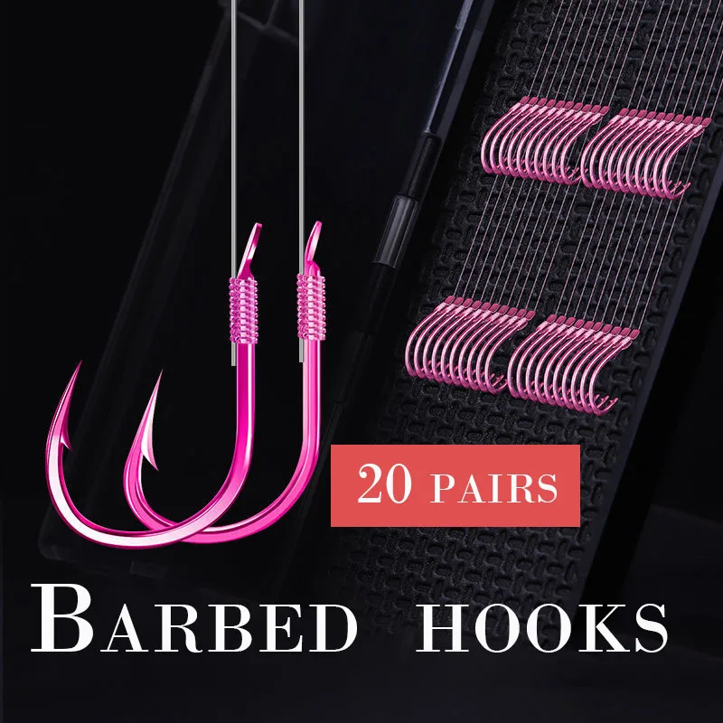 20 pairs/lot Pink Carbon Steel Fishing Hook Ghost Tooth Carp Hook ...