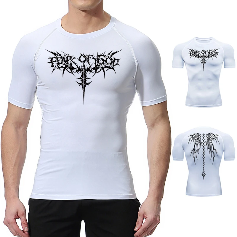Graphic-Compression-Shirts-for-Men-Short-Sleeve-Rash-Guard-Gym-Workout ...