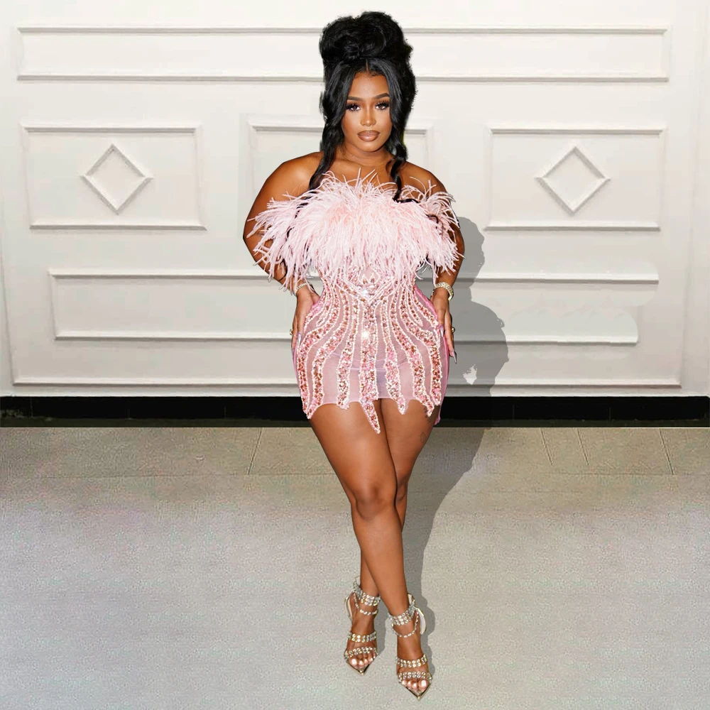 Sparkly-Crystals-Feather-See-Through-Black-Girls-Short-Prom-Dresses-African-Women-Mini-Cocktail ...