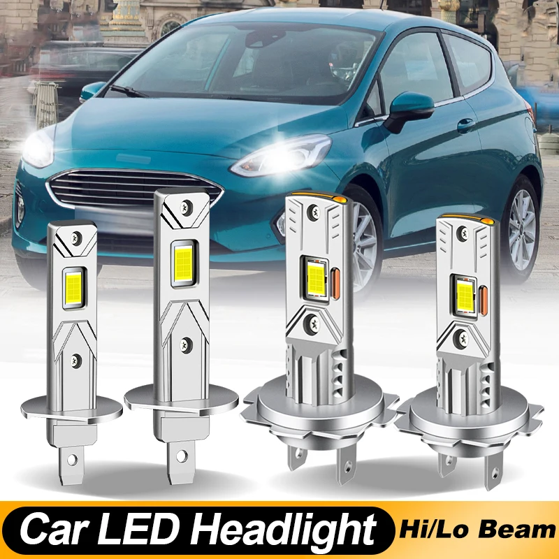 2Pcs Car 12V LED Headlight H1 High Beam H7 Low Beam Lamp For Ford ...