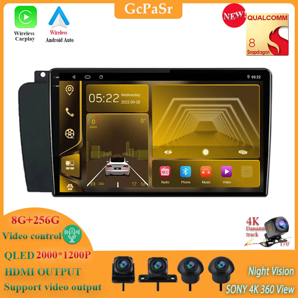 Android 13 Qualcomm Snapdragon Voor Volvo XC70 V70 S60 2004 2009 Auto ...