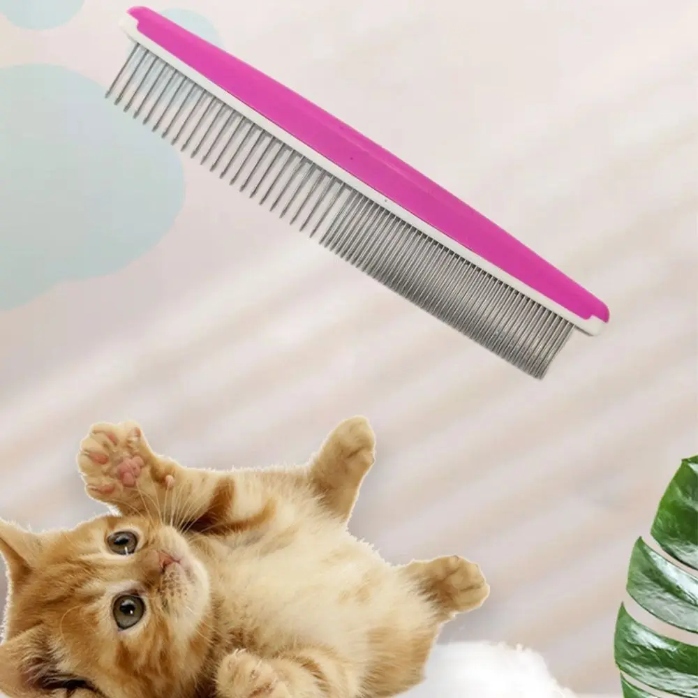Pet-Stainless-Steel-Open-Knot-Comb-Dog-Cat-Pin-Comb-Double-Tooth-Row ...