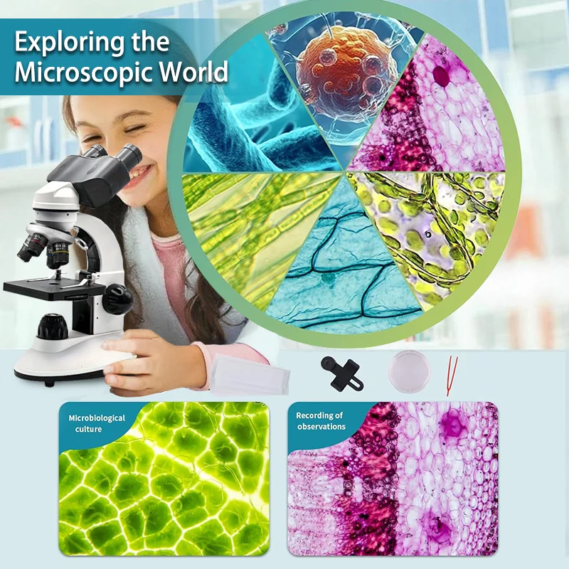 Professional Biological Optical Compound Binocular Microscope, Upgraded ...