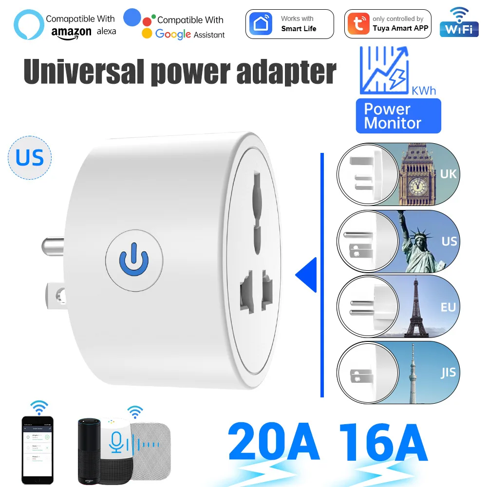 16A-20A-Tuya-Wifi-Smart-Socket-US-Gauge-To-Universal-Jack-Adapter-Home ...