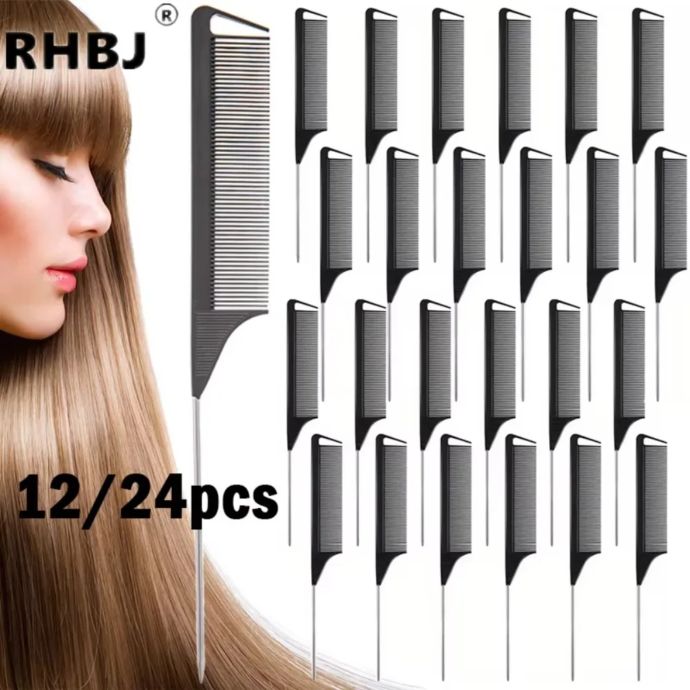 6/12/24Pcs Professional Hair Comb Heat Resistant Medium Cutting Carbon ...