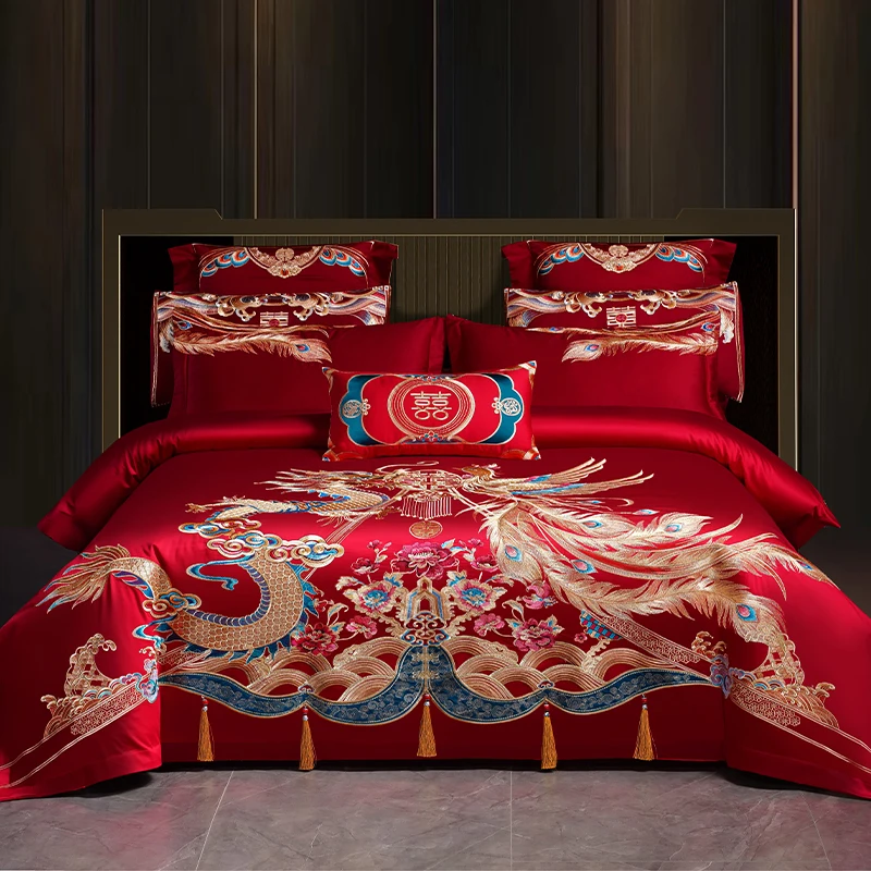 4/6/9Pcs Luxury Chinese Dragon Phoenix Embroidery With Tassel Wedding ...