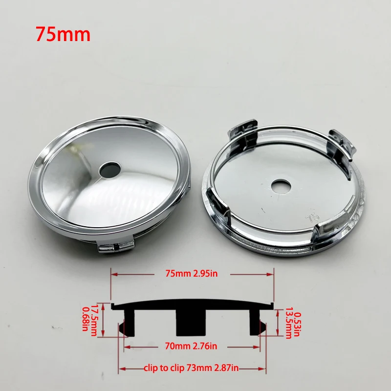 4Pcs a Lot No Logo Blank Base 75mm Black Silver Wheel Center Cap Rim ...