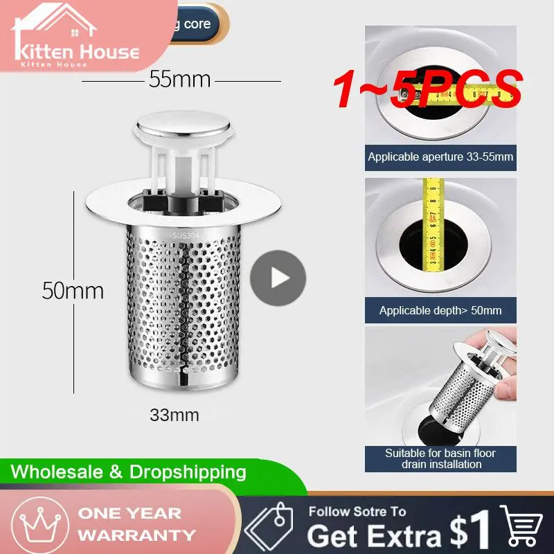1-5PCS-Bathroom-Floor-Drain-Stainless-Steel-Filter-Mesh-Kitchen-Sink ...