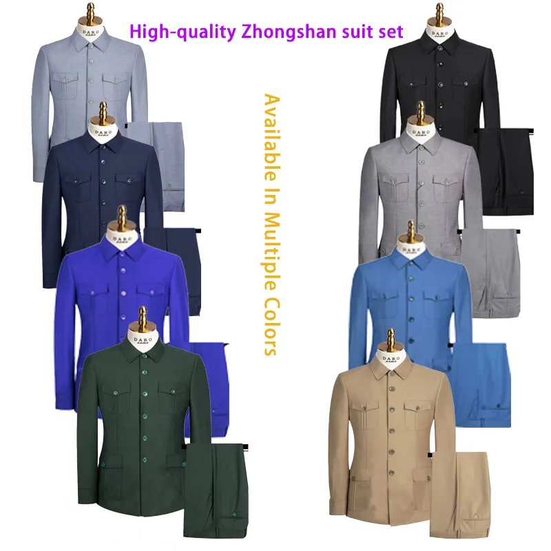 2025 nuevo traje Zhongshan verde militar de alta calidad para hombres ...