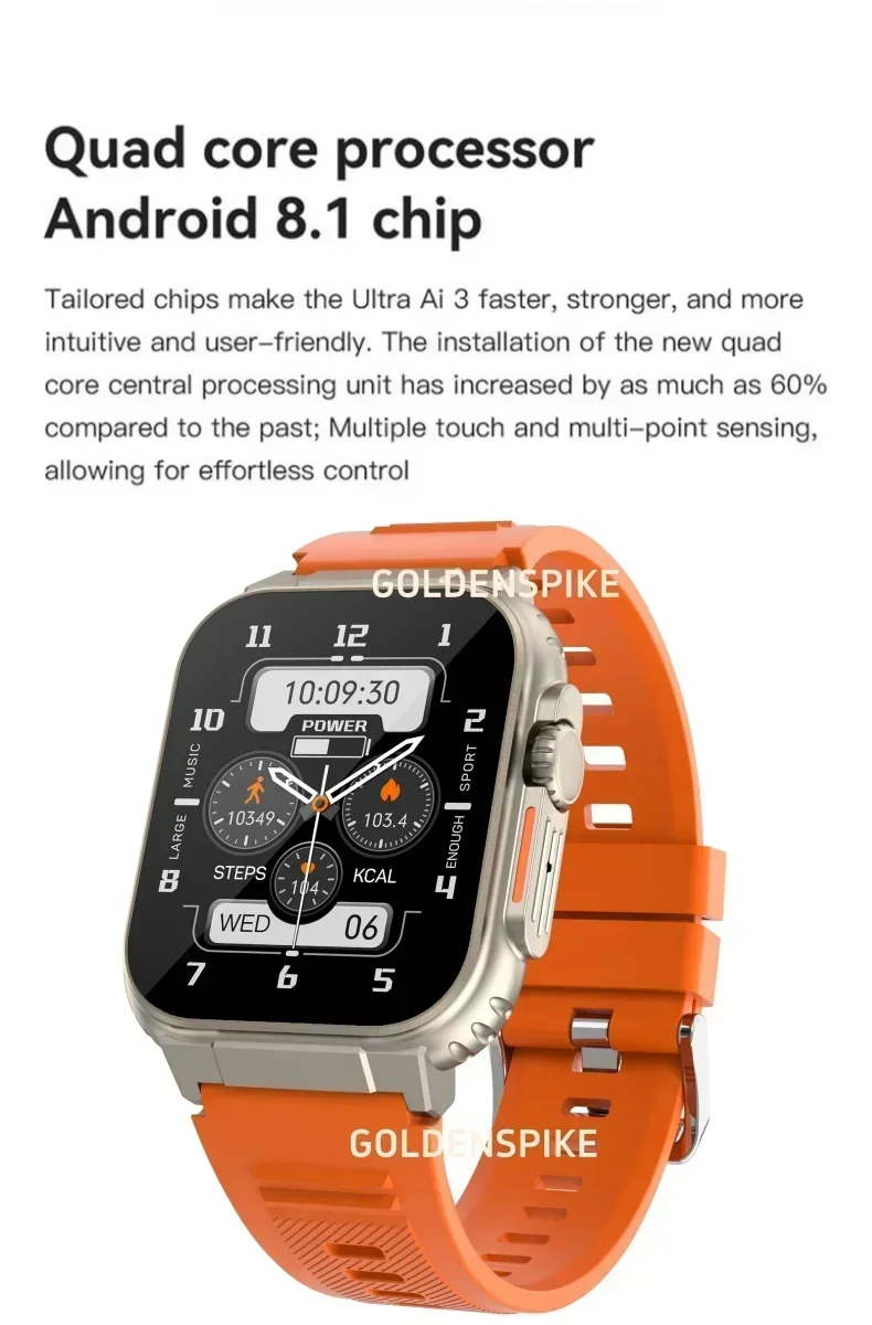 新型Ultra Ai3スマートウォッチ 4G Android Amoled HDカメラ GPS WIFI Google Playストア アプリ ...