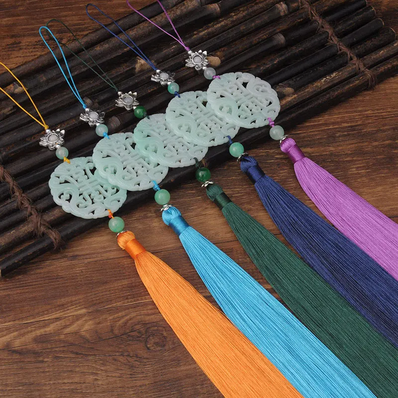 1PC Imitation Jade Fu Shou Waist Tassel Pendant Silky Soft Craft ...