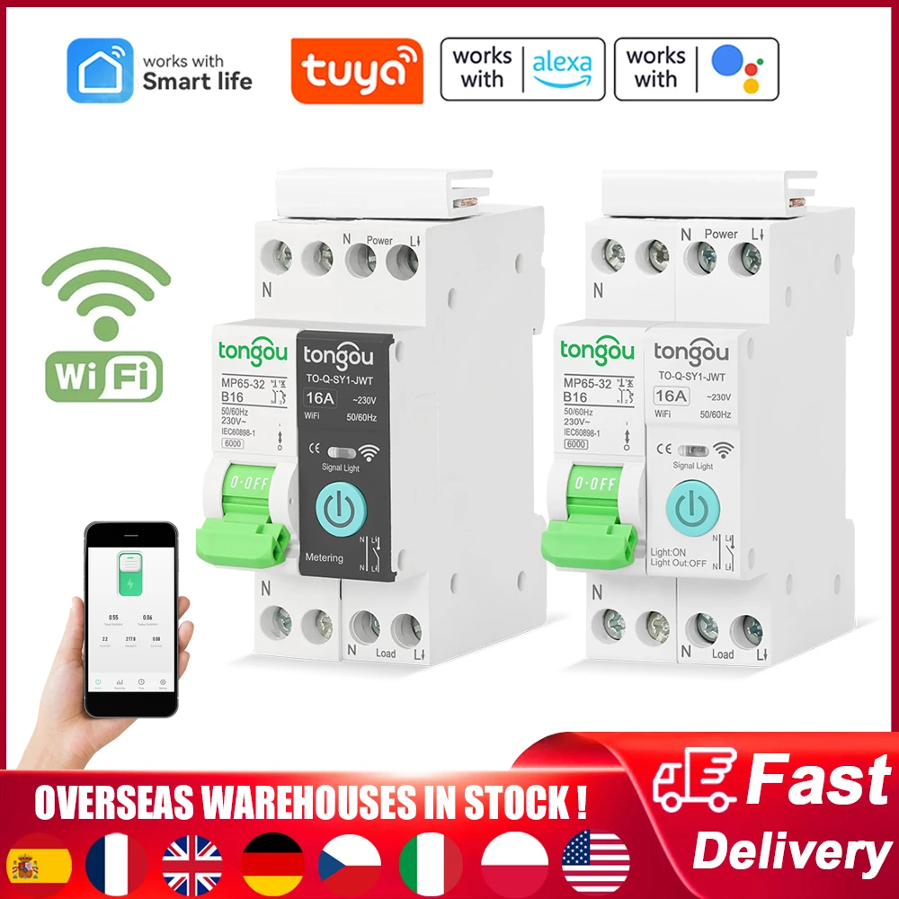 Wifi Mcb Smart Circuit Breaker 1p 10a/16a/25a/32a Din Rail Remote ...