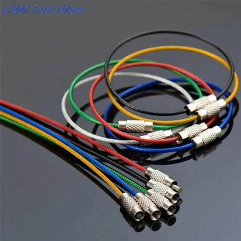 5PC-Metal-Key-Holder-Split-Rings-Wire-Rope-Outdoor-Tool-Colors-Plastic ...