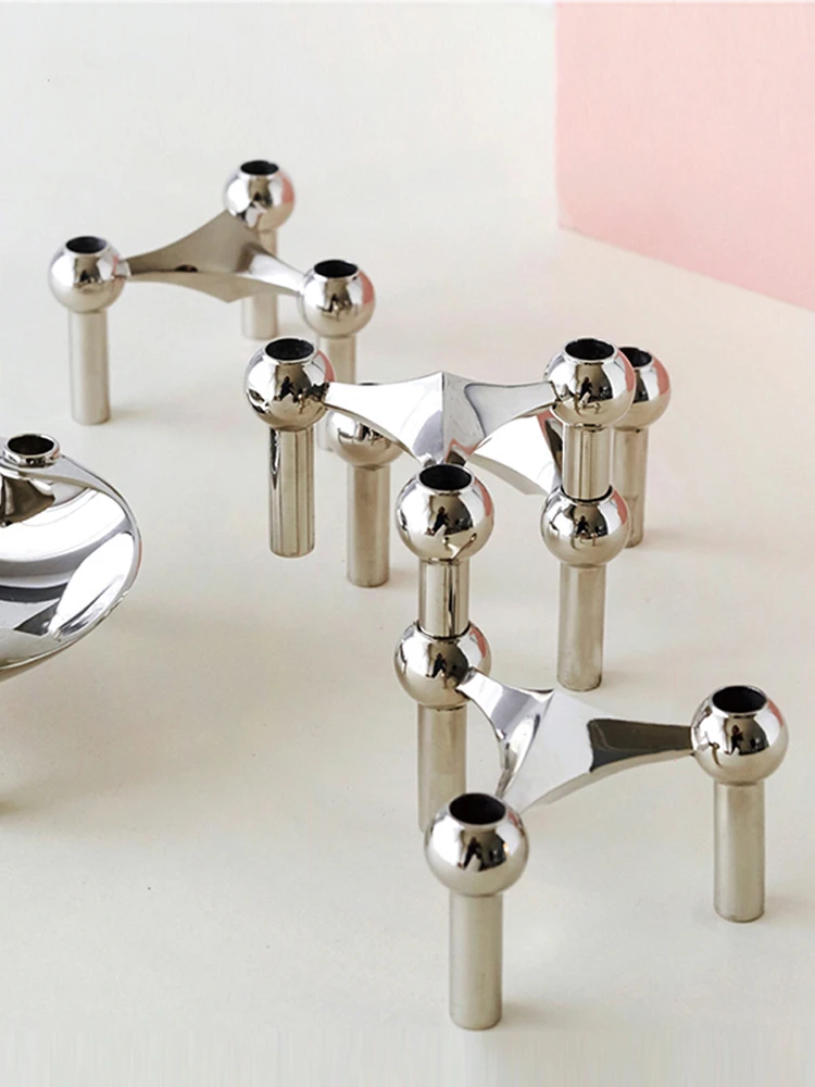 Living Room Decor Triangle Metal Candlestick Creative Gold Silver ...