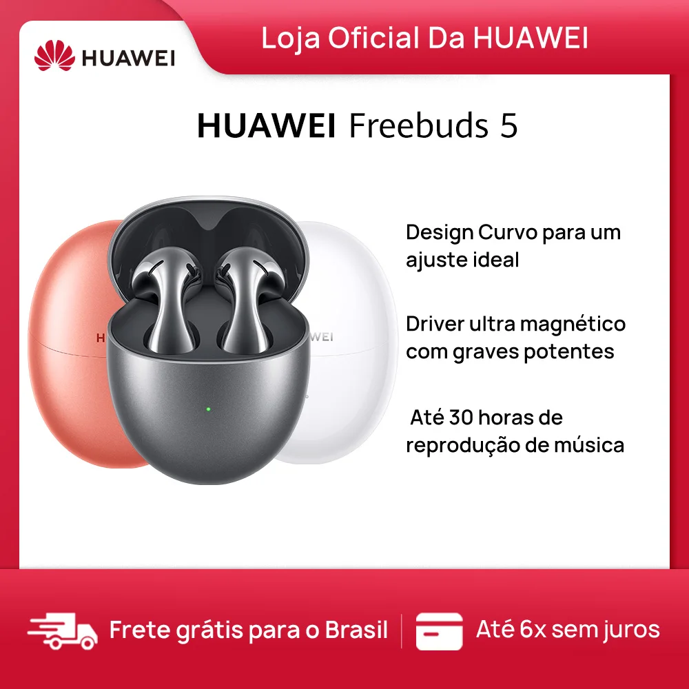 Fone de ouvido sem fio HUAWEI FreeBuds 5, fones de ouvido Bluetooth TWS ...