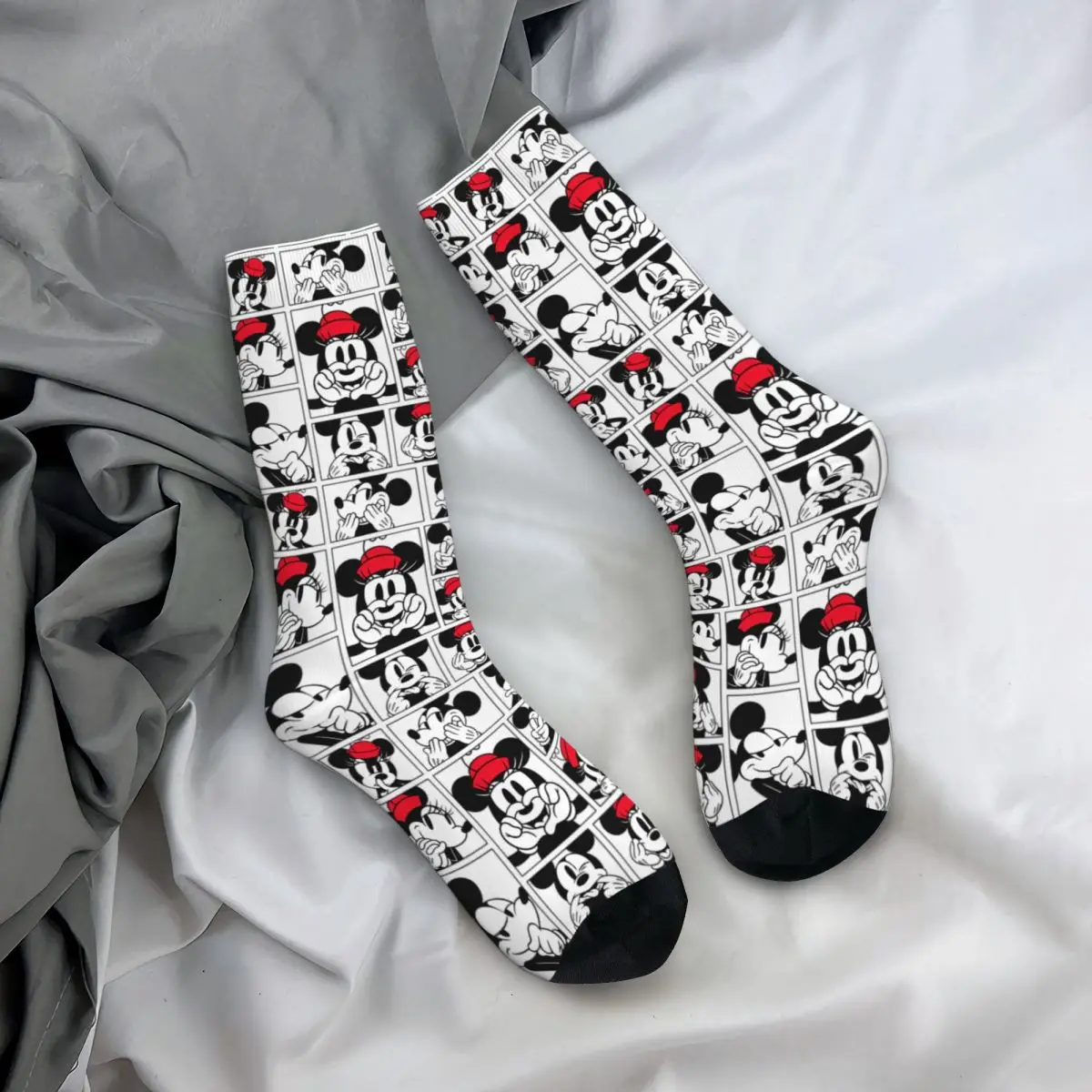 Colorful-Mickey-Mouse-Square-Design-Football-Socks-Polyester-Middle ...