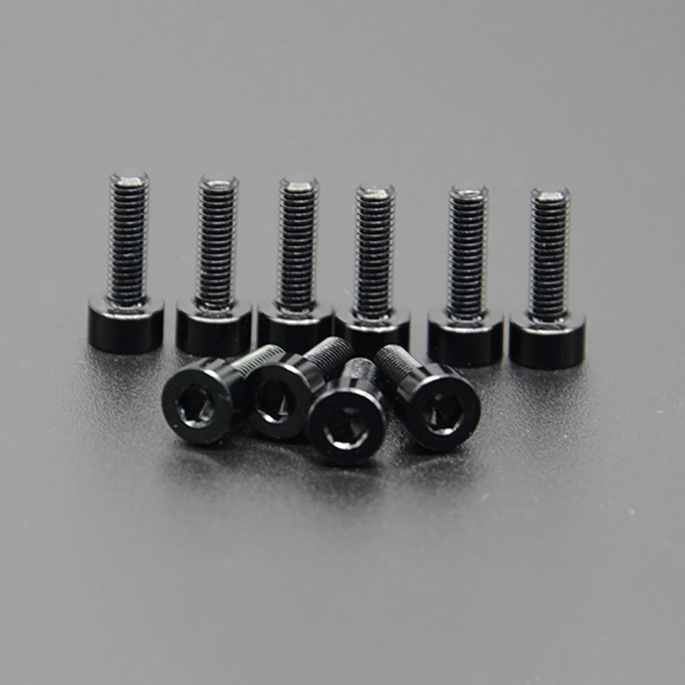 Black M3 x 6 8 10mm 7075 Aluminum Alloy Cap Head Screw Bolts Hex Allen