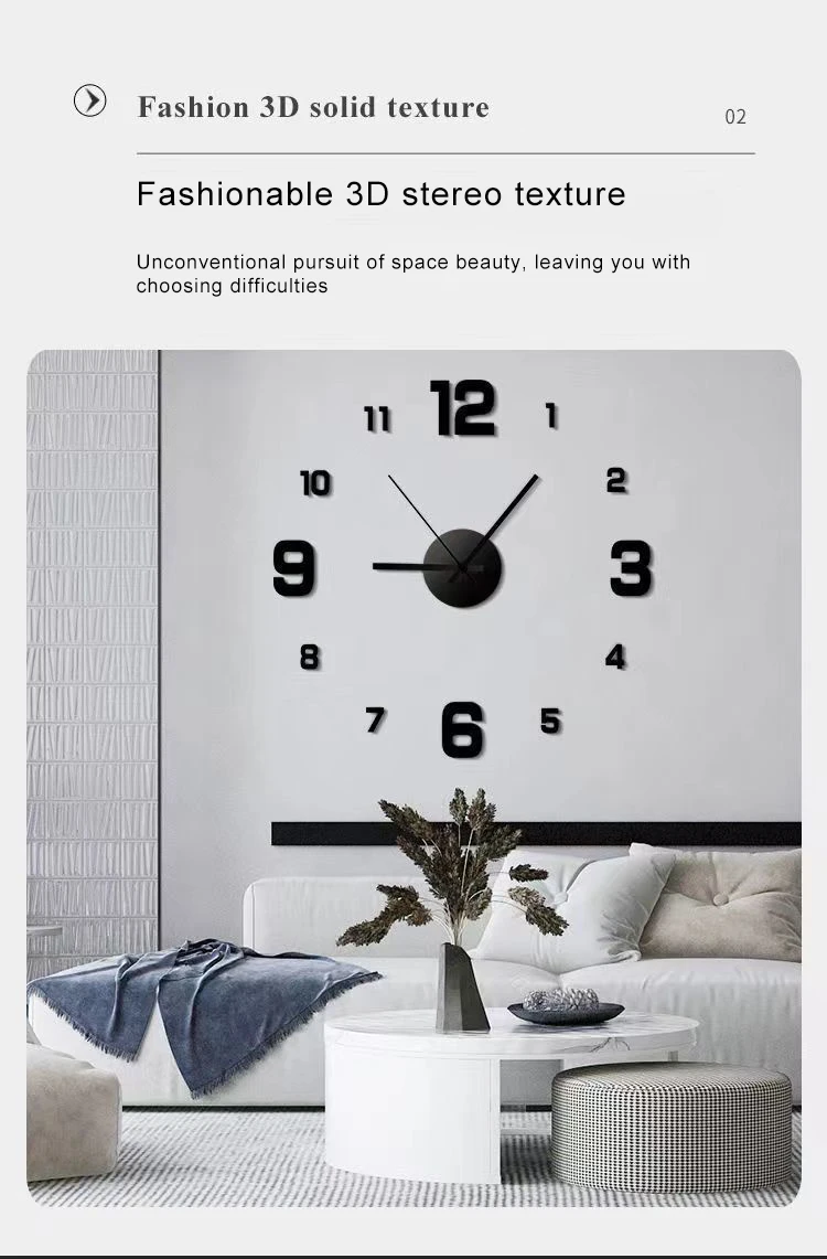 3d Wall Clock Luminous Frameless Wall Clocks Wall Stickers Silent Clock For Home Living Room ...