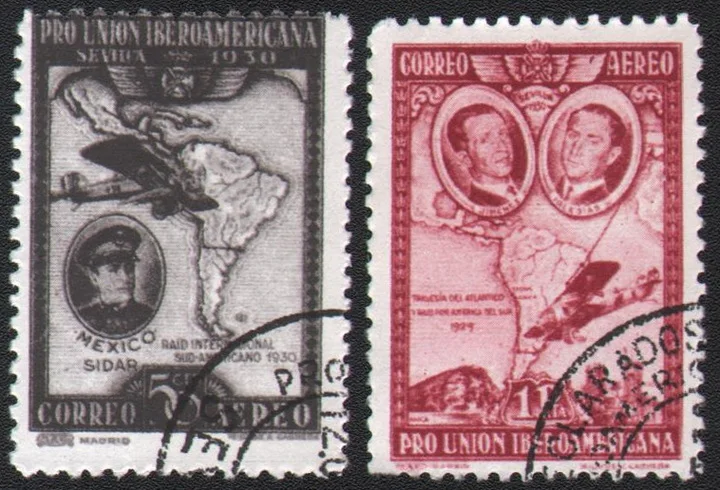 2Pcs/Set Spain Post Stamps 1930 Airmail Latin American Exhibition ...