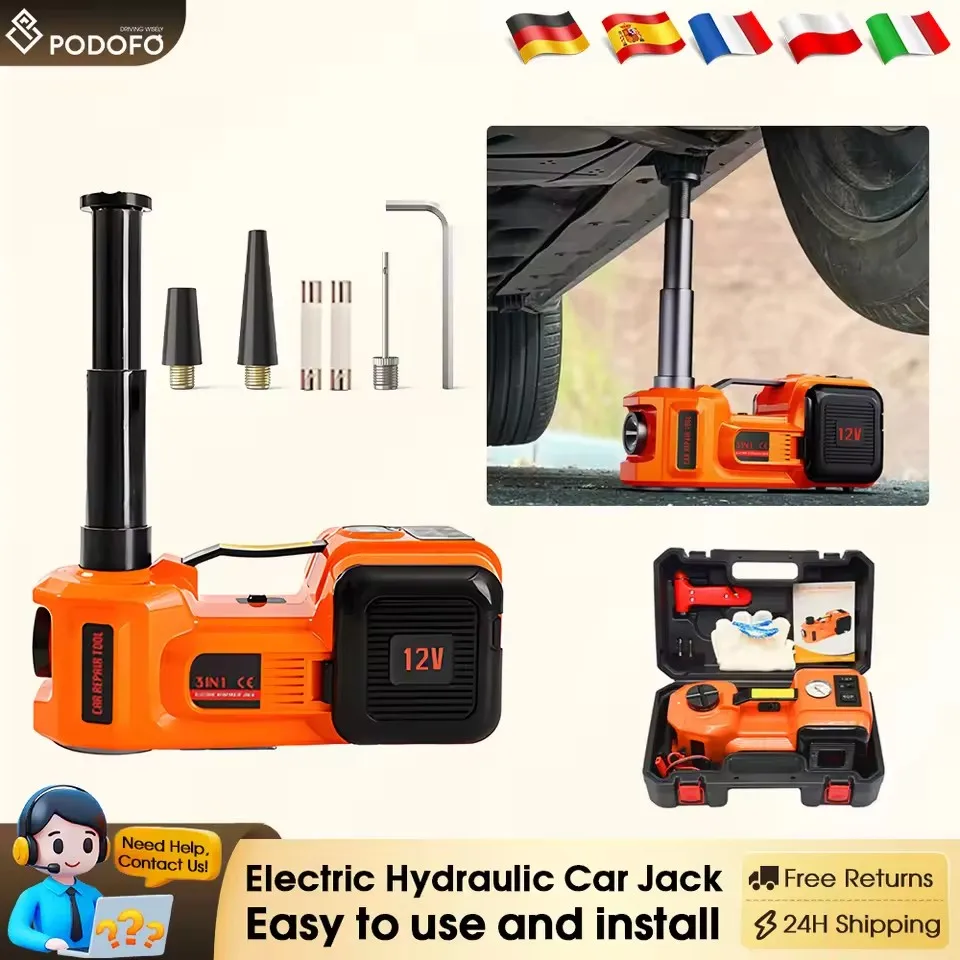 Podofo 5T 12V Electric Hydraulic Car Jack For Tire Change Hydraulic ...