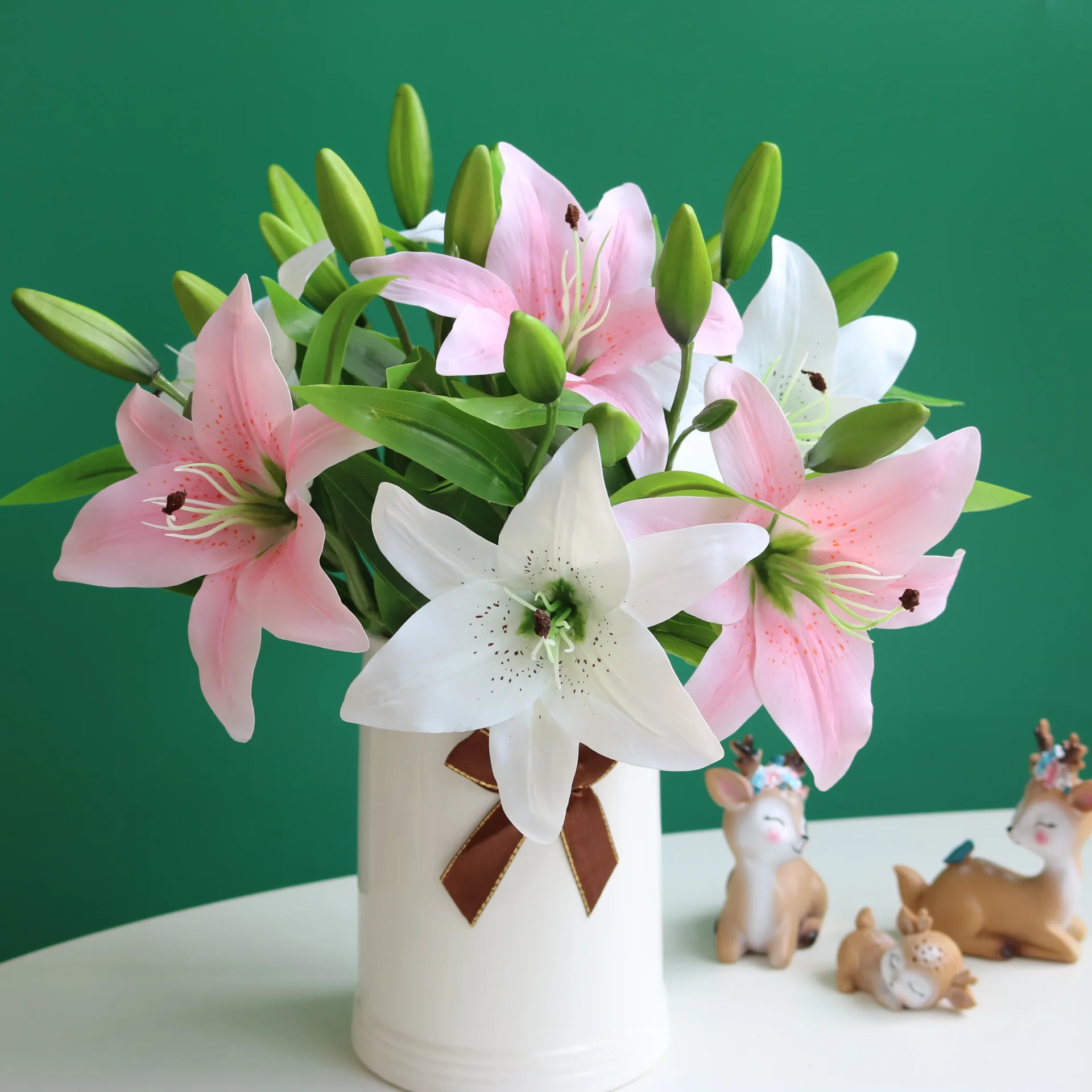 One Flowers and Two Bud Single Lily Artificial Flower Wedding ...