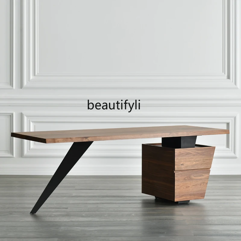 Italian-Minimalist-Industrial-Retro-Walnut-Study-Calligraphy-Computer ...