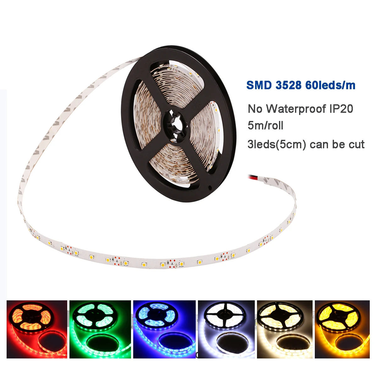 LED 스트립 조명 테이프 리본 RGB 단색, 5m 300 LEDs 12V SMD 3528 IP20 IP65 홈 장식용 ...