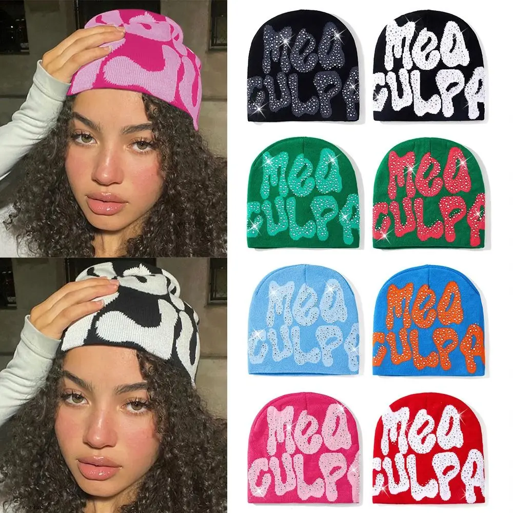 MEA-Culpa-Beanies-Hat-with-Rhinestone-for-Women-Men-y2k-Beanies-Hats ...