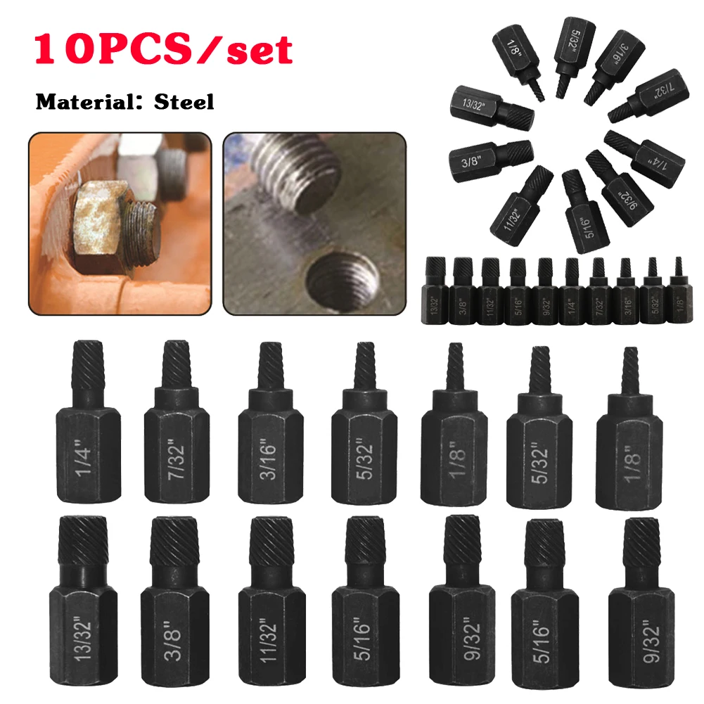 10pcs-set-Screw-and-Bolt-Extractor-Drill-Bit-Set-Disassemble-Screws ...