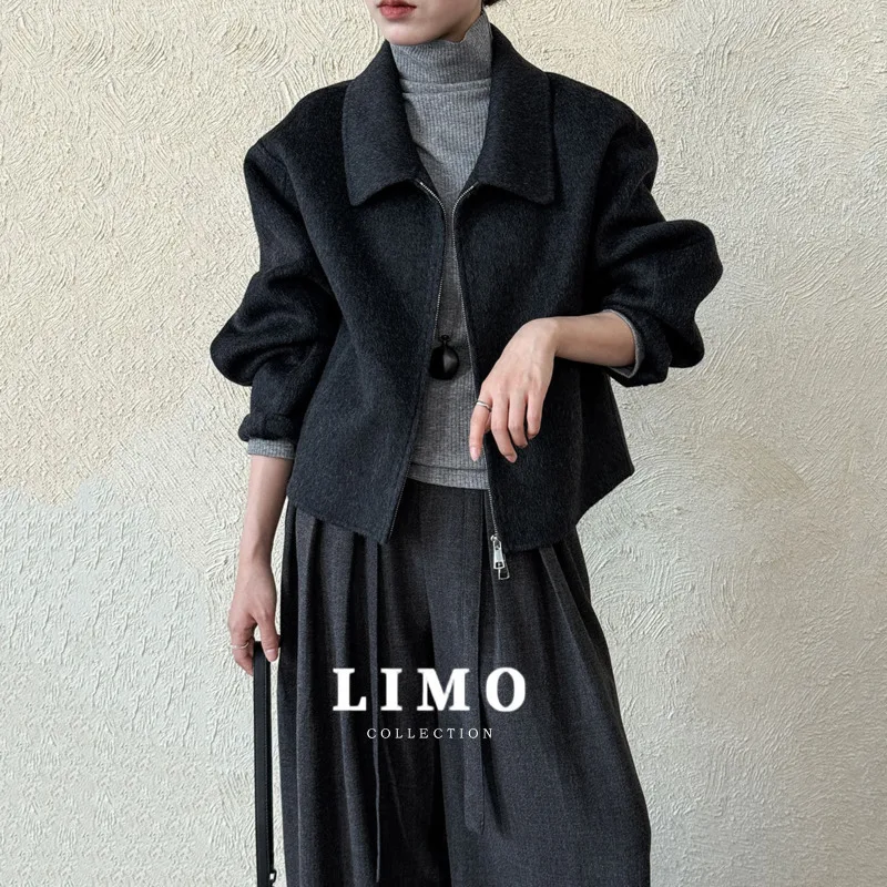 LIMO Reversible Wool Coat with Turn-Down Collar for Women 2025 Autumn ...