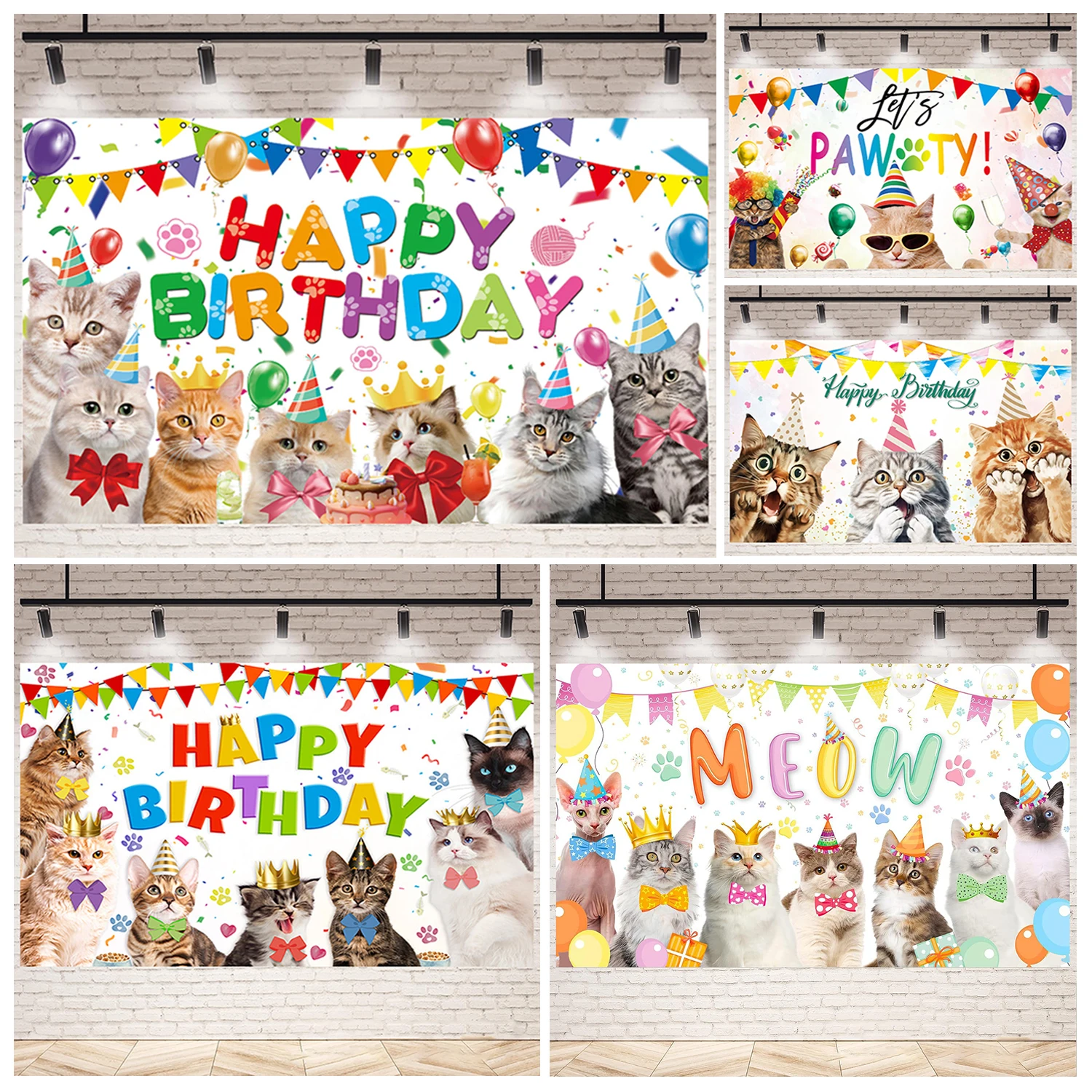 Puppy Dog Pet Party Backdrops Cute Cat Dog Children Birthday Themed ...