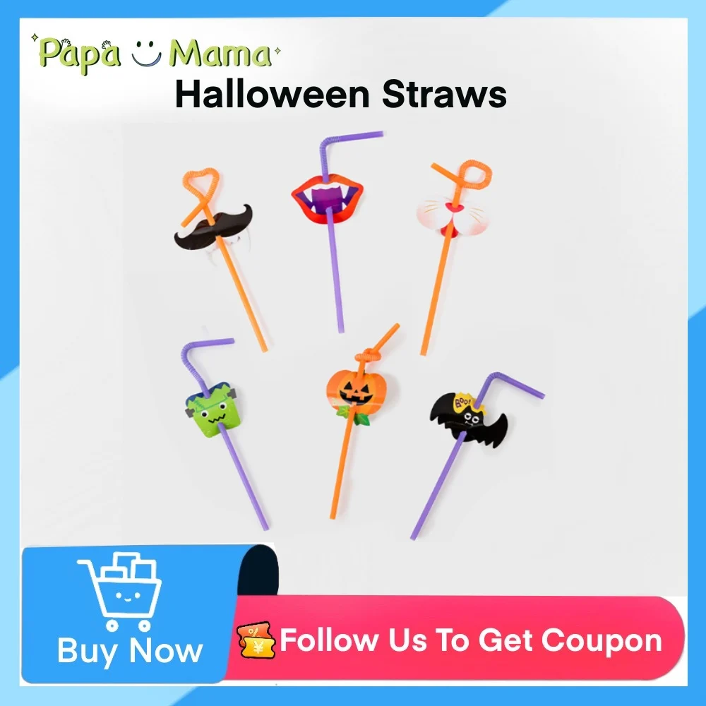 Halloween-Fun-Drink-Straw-Colorful-Straw-with-Pumpkin-Ghost-Decoration ...