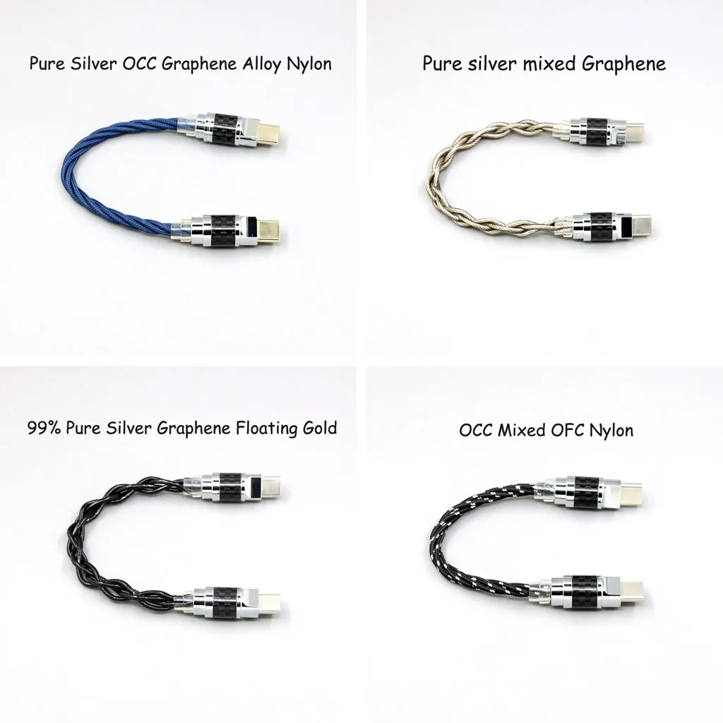 OTG USB-C TypeC Male To Male OCC Mixed OFC / Pure silver Twisting Nylon ...