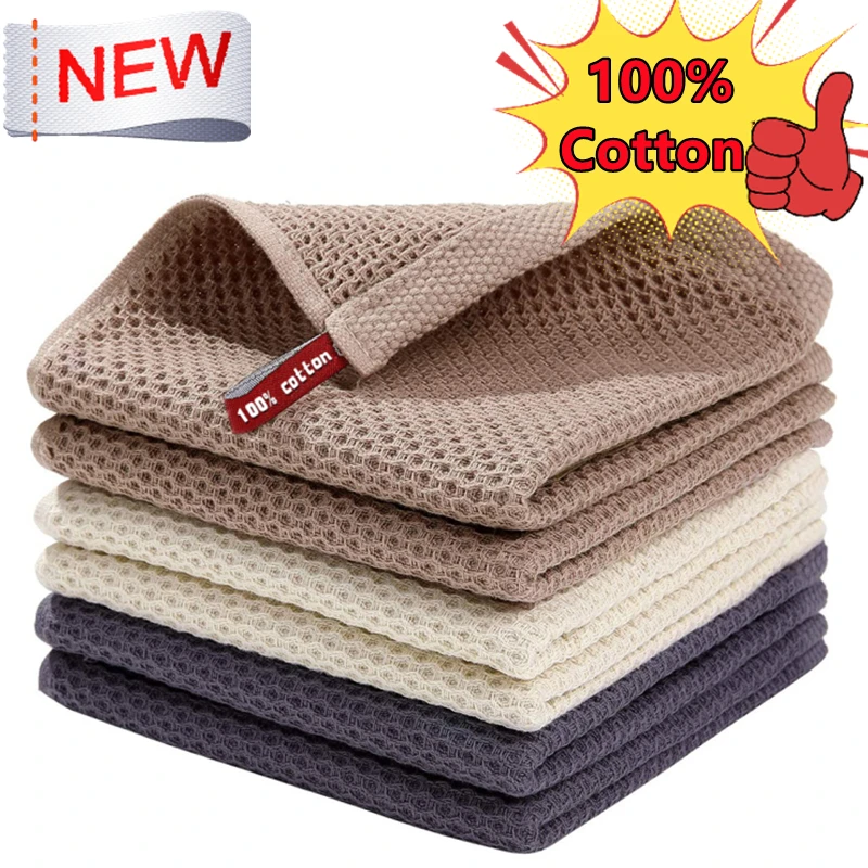 New 100% Cotton Dishcloth Ultra Soft Absorbent Kitchen Towel Household ...