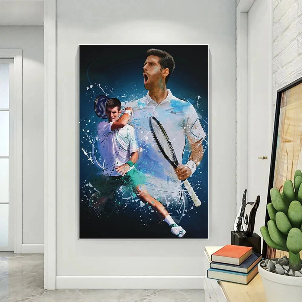 Famous-Tennis-Star-Djokovics-Canvas-Painting-Abstract-Sports-Player ...