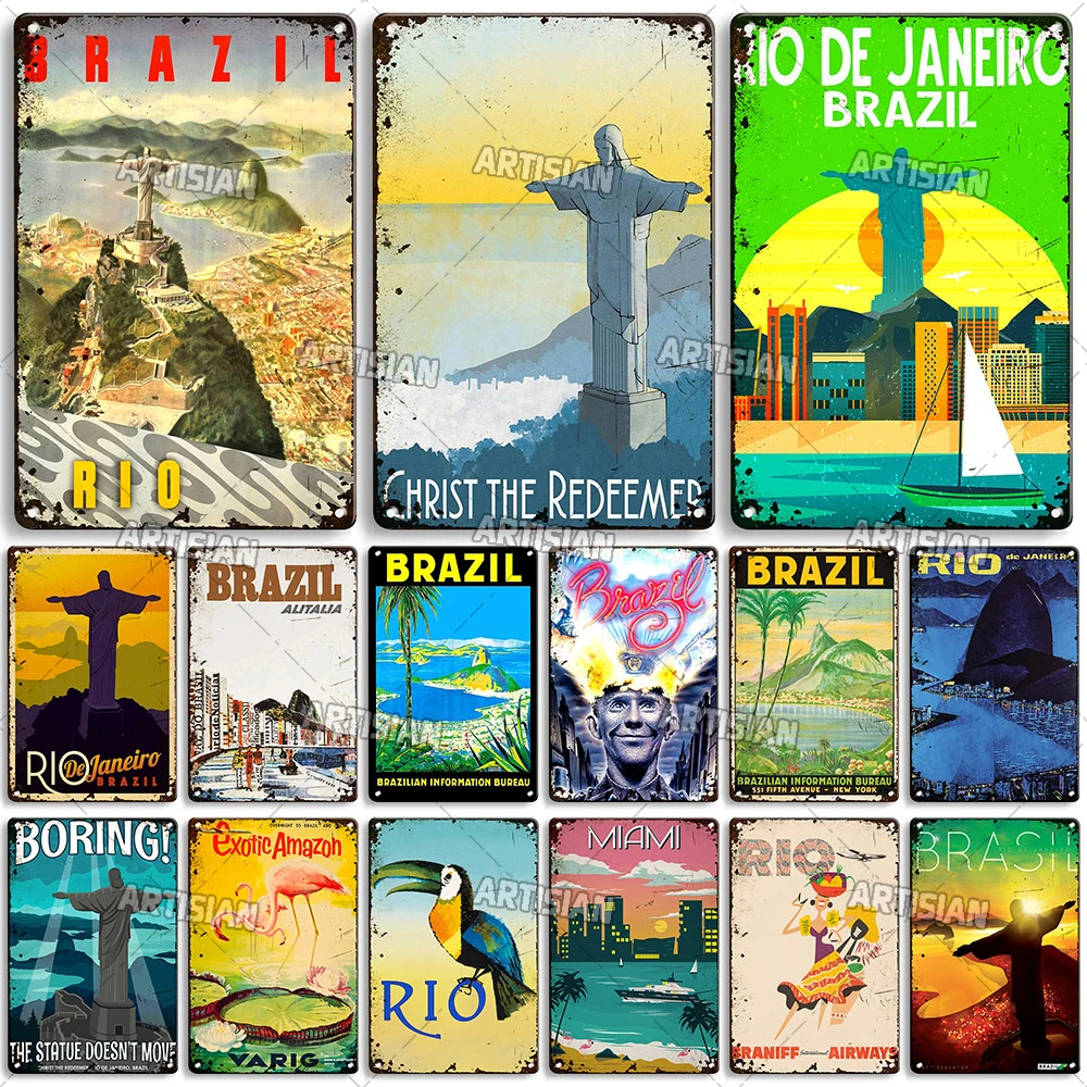 ARTISIAN-Brazil-Metal-Tin-Sign-Decorative-Plate-Travel-Metal-Sign-Home ...