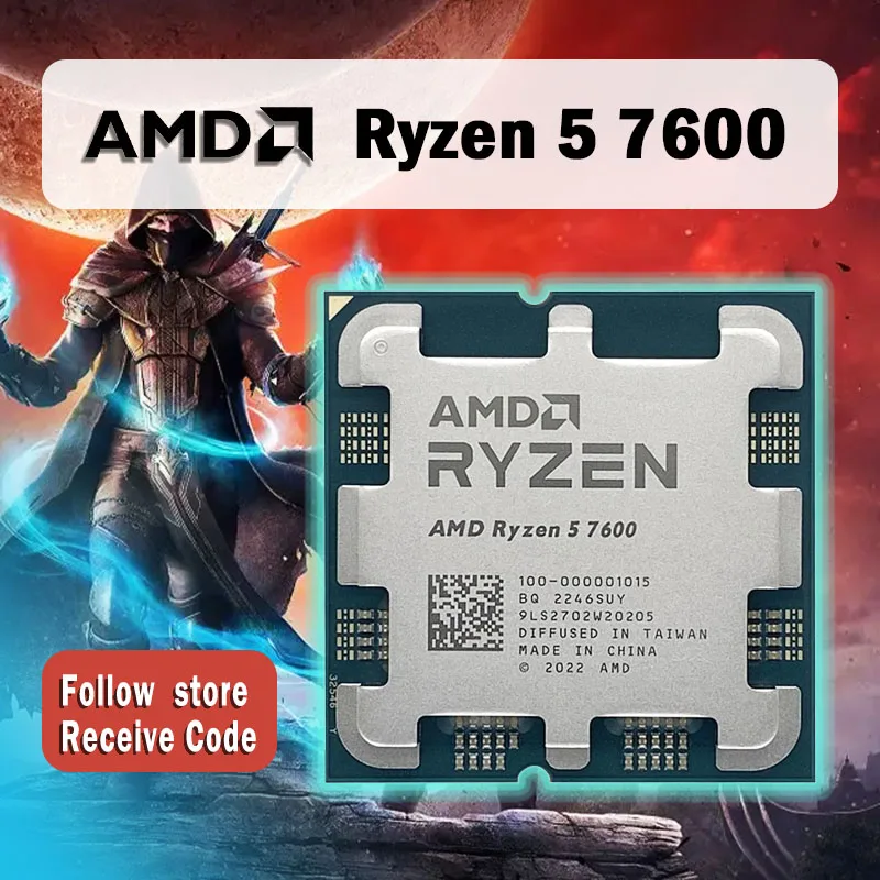 Processador CPU AMD Ryzen 5 7600 R5 7600 3,8 GHz de 6 núcleos e 12 ...