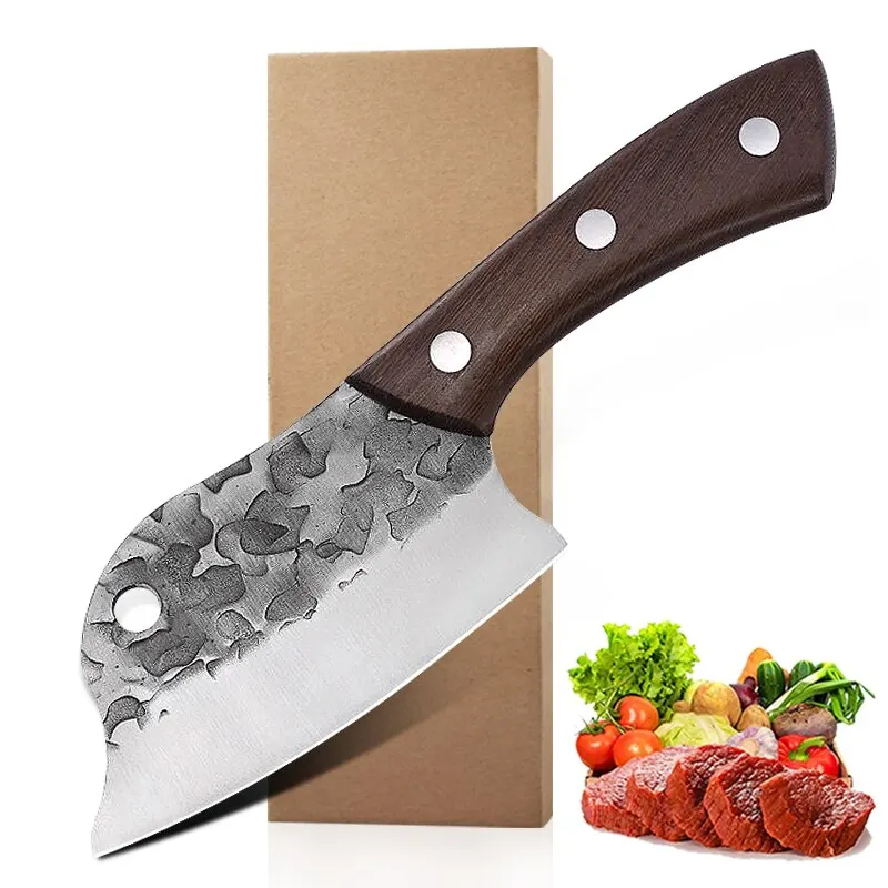 Meat Cleaver Hand Forged Full Tang Kitchen Knife Ultra Sharp Chef Knife ...