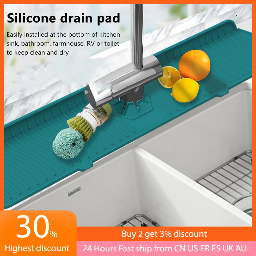 Kitchen Faucet Absorbent Mat Silicone Sink Splash Guard Water Draining ...