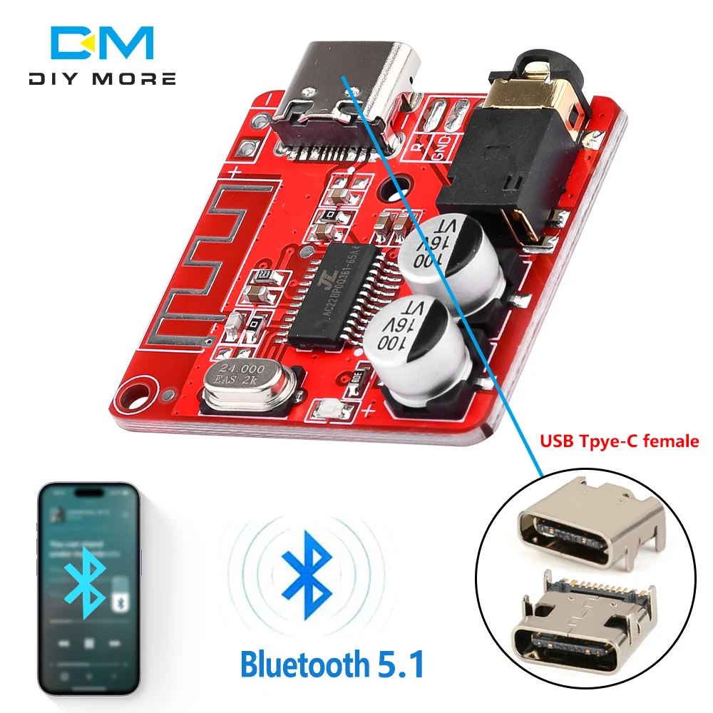 New-USB-Type-c-3-7-5V-Bluetooth-5-1-Audio-Receiver-Module-MP3-Audio ...