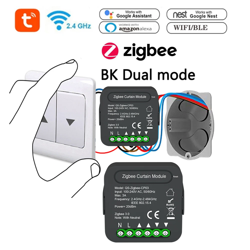 Módulo de interruptor de cortina Tuya ZigBee/WiFi, qs-zigbee/Wifi-CP03 para persiana enrollable ...