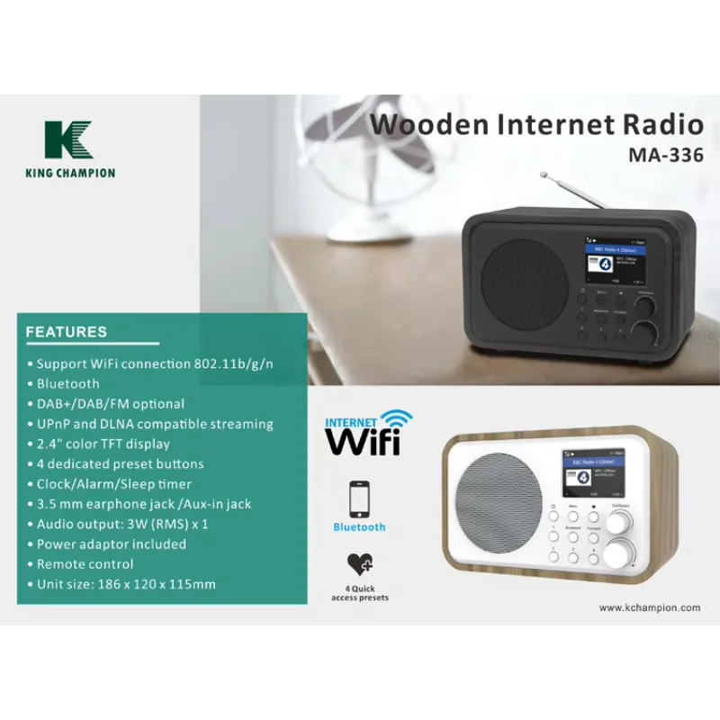 2025 MA-336D Wooden WiFi Internet Radio with DAB+ DAB FM Rechargeable ...