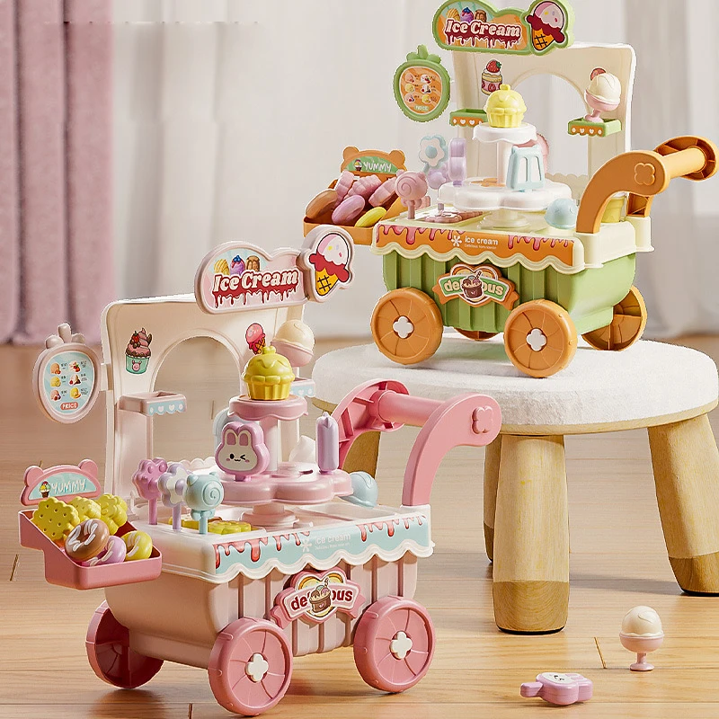 DIY-Toys-Pretend-Play-Set-Ice-Cream-Candy-Trolley-Lighting-music-Ice ...
