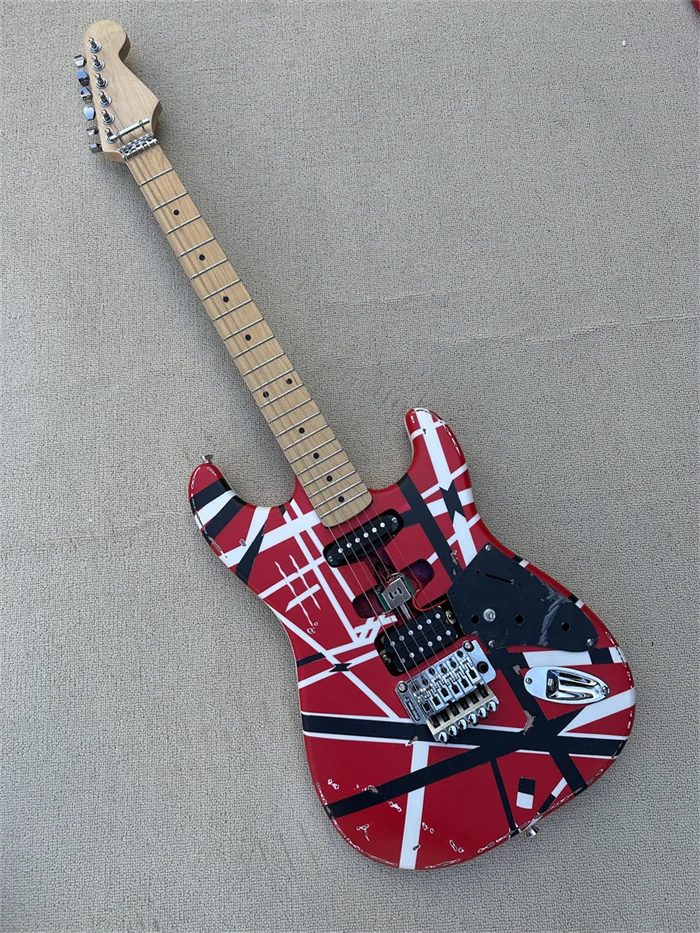Edward-Eddie-Van-Halen-Heavy-Relic-Red-Franken-Electric-Guitar-Black ...