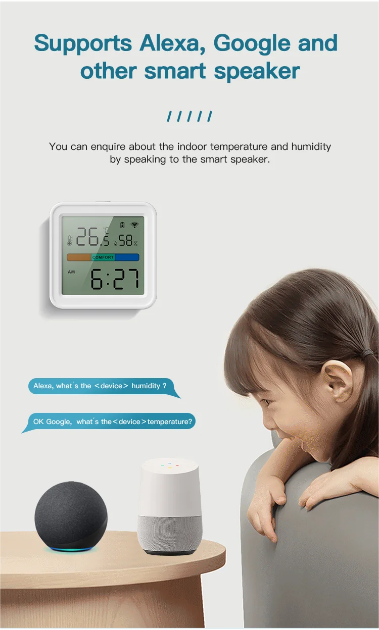 Tuya WIFI Temperature Humidity Sensor Hygrometer Thermometer Smart Home ...