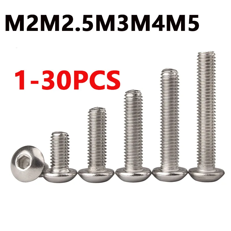 304 Stainless Steel Round Head Inner Hexagon Screw Half Round Head Bolt ...