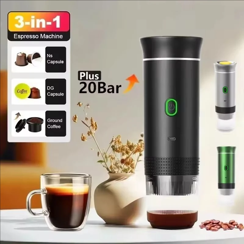 3-in-1 Portable Electric Coffee Maker 20Bar Espresso Machine, Capsule ...