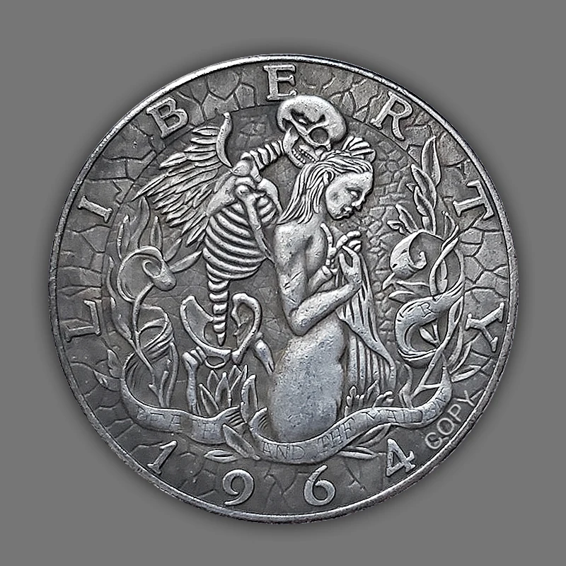 US 1964 Love Devil Wandering Coin,Devil and Angel Beauty and Beast Hobo ...