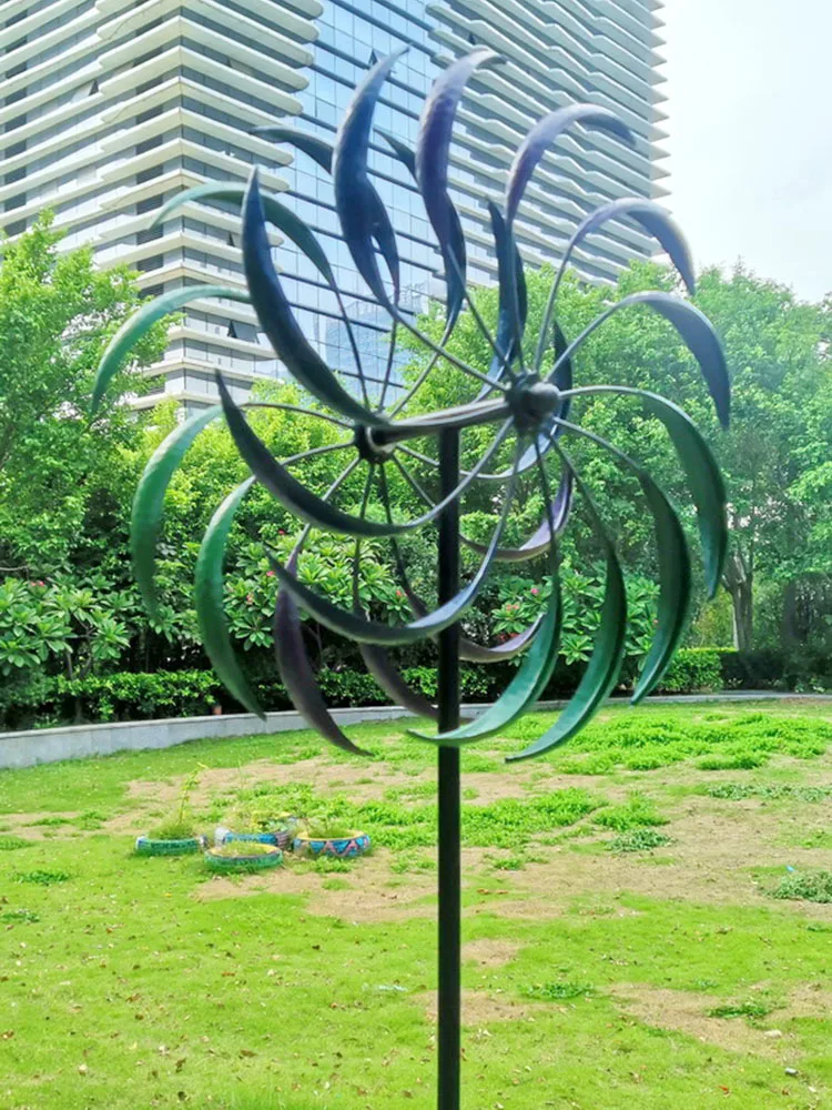 Kinetic Pinwheel Metal Garden Sculpture