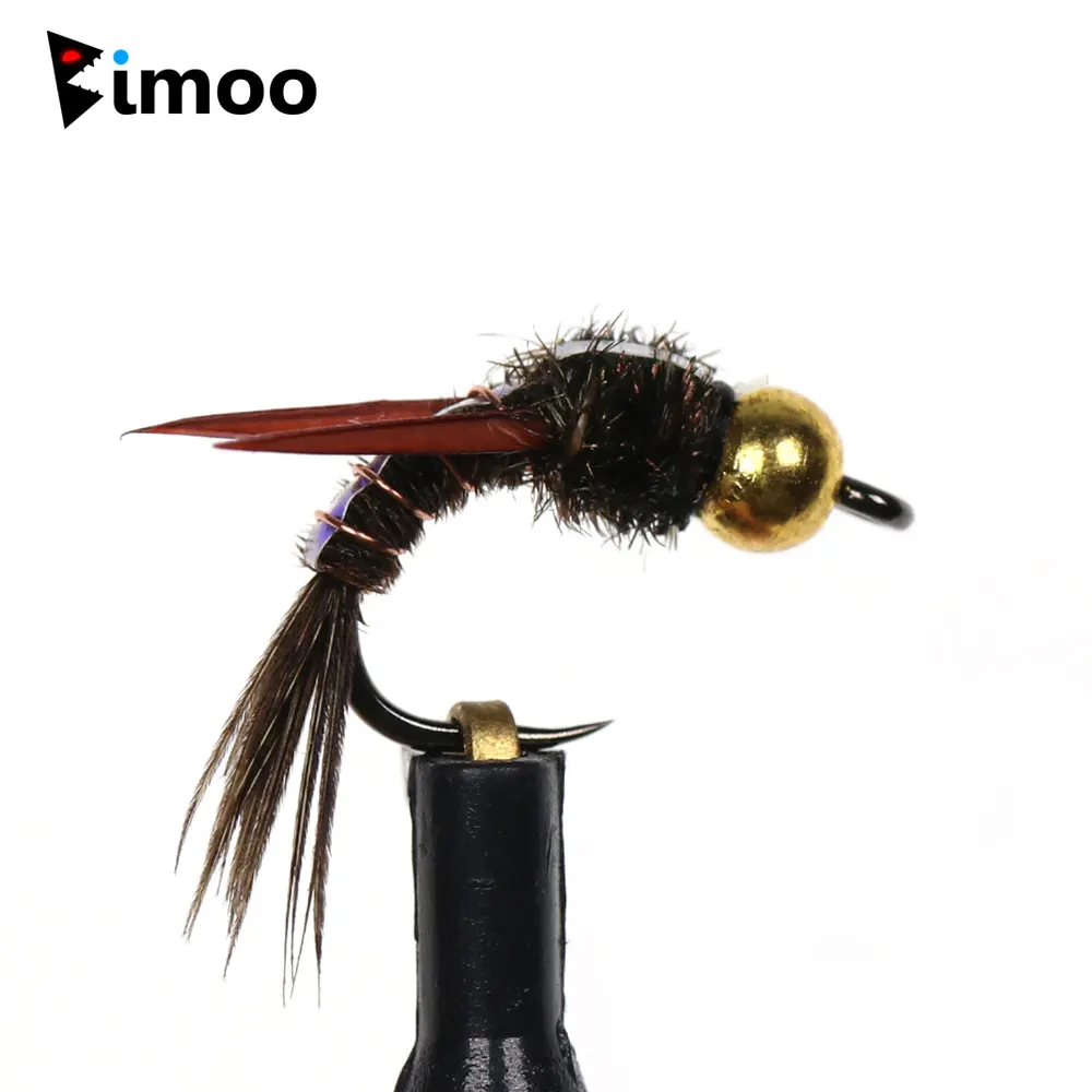 Bimoo-8pcs-Brass-Beadhead-Evil-Weevil-Wet-Fly-Barbless-Fly-Hook-Brown ...